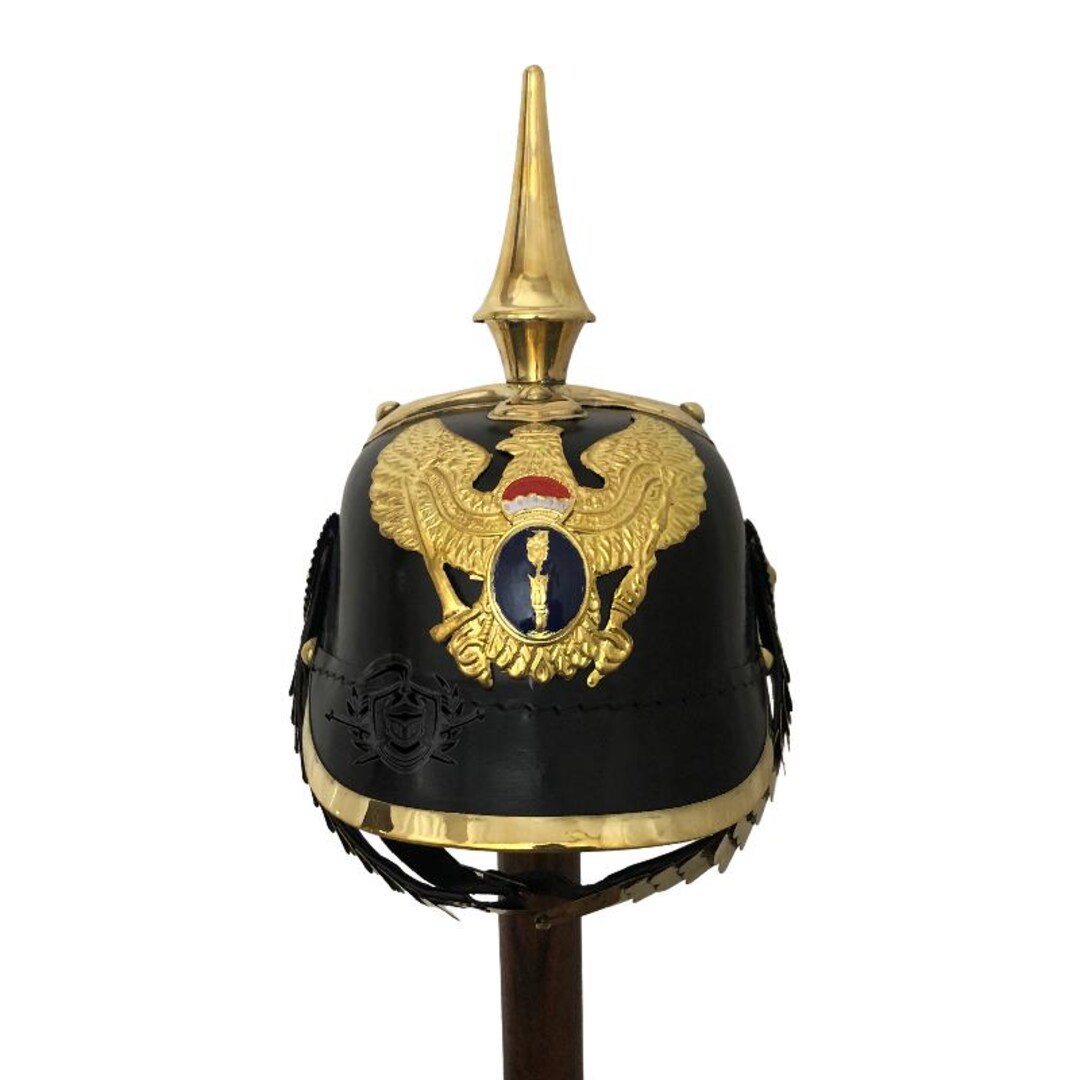 German Prussian Pickelhaube Leather Helmet LARP Cosplay & Reenactment ...