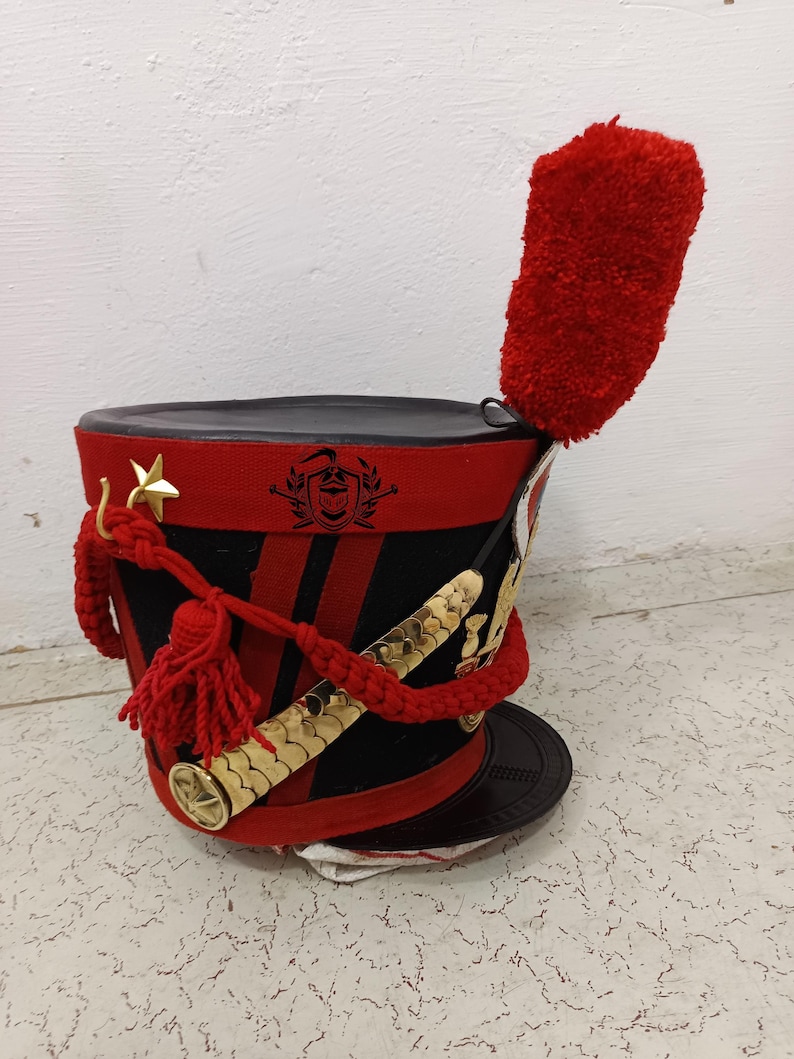 Napoleonic Leather Shako Helmet : French Military Reenactment With Red ...