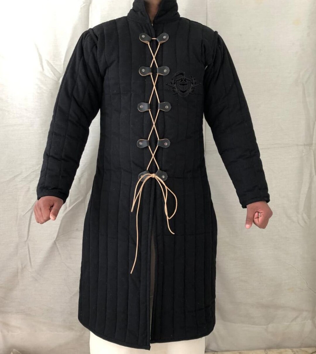 Medieval Cotton Padded Black Gambeson, Cotton Padded Protective Jacket ...