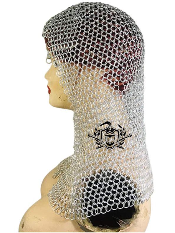 Aluminium Butted Chain Mail Hood / Coif | 10 Mm Chainmail Butted Hood ...