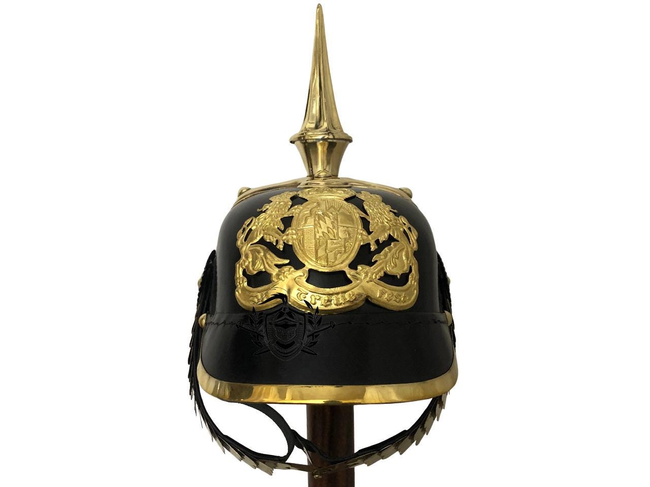 Leather Prussian Imperial Pickelhaube German Leather Helmet LARP ...