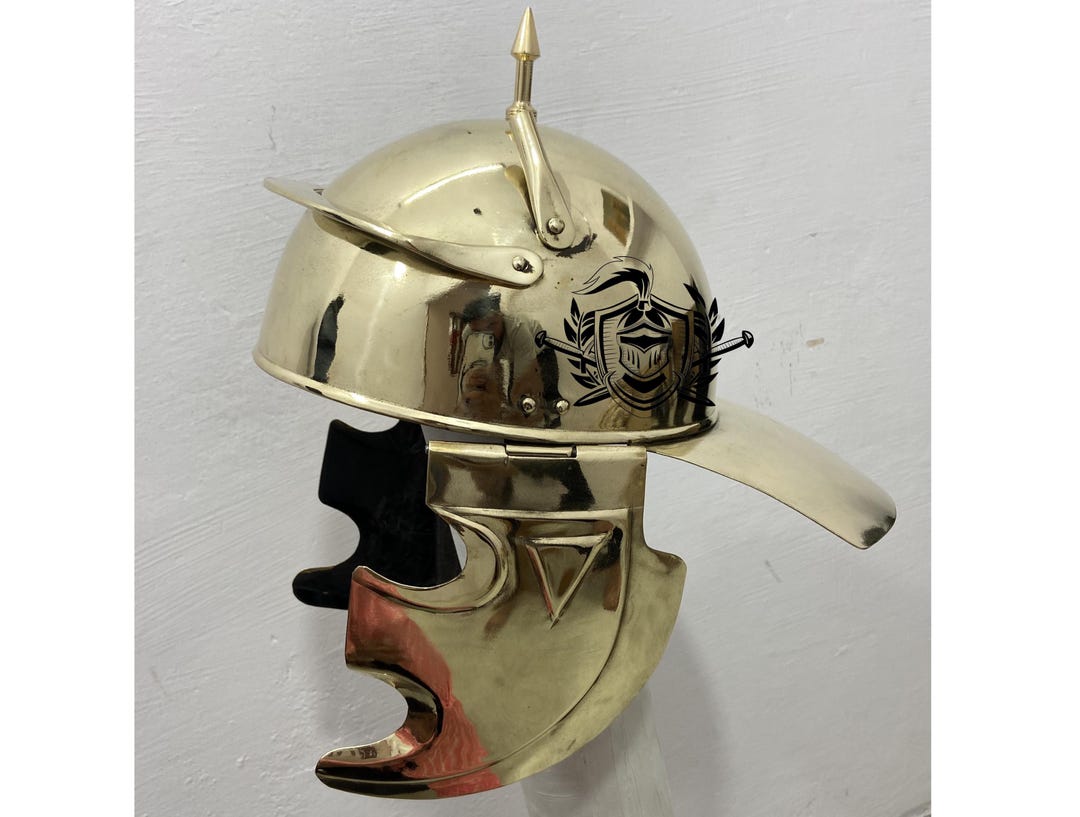 Roman Brass 18 Gauge Coolus Type G Helmet for Larp, Cosplay ...