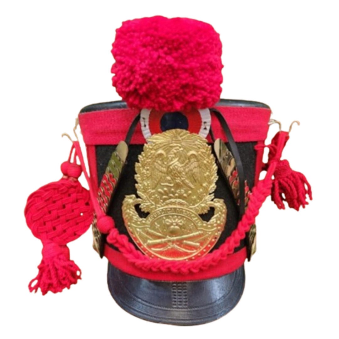 French Napoleonic Shako Helmet, Best Hat Shako Helmet With White Pompom ...