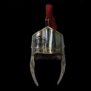 Roman Attic Helmet With Red Plume 18 Gauge Mild Steel Roman Helmet for ...