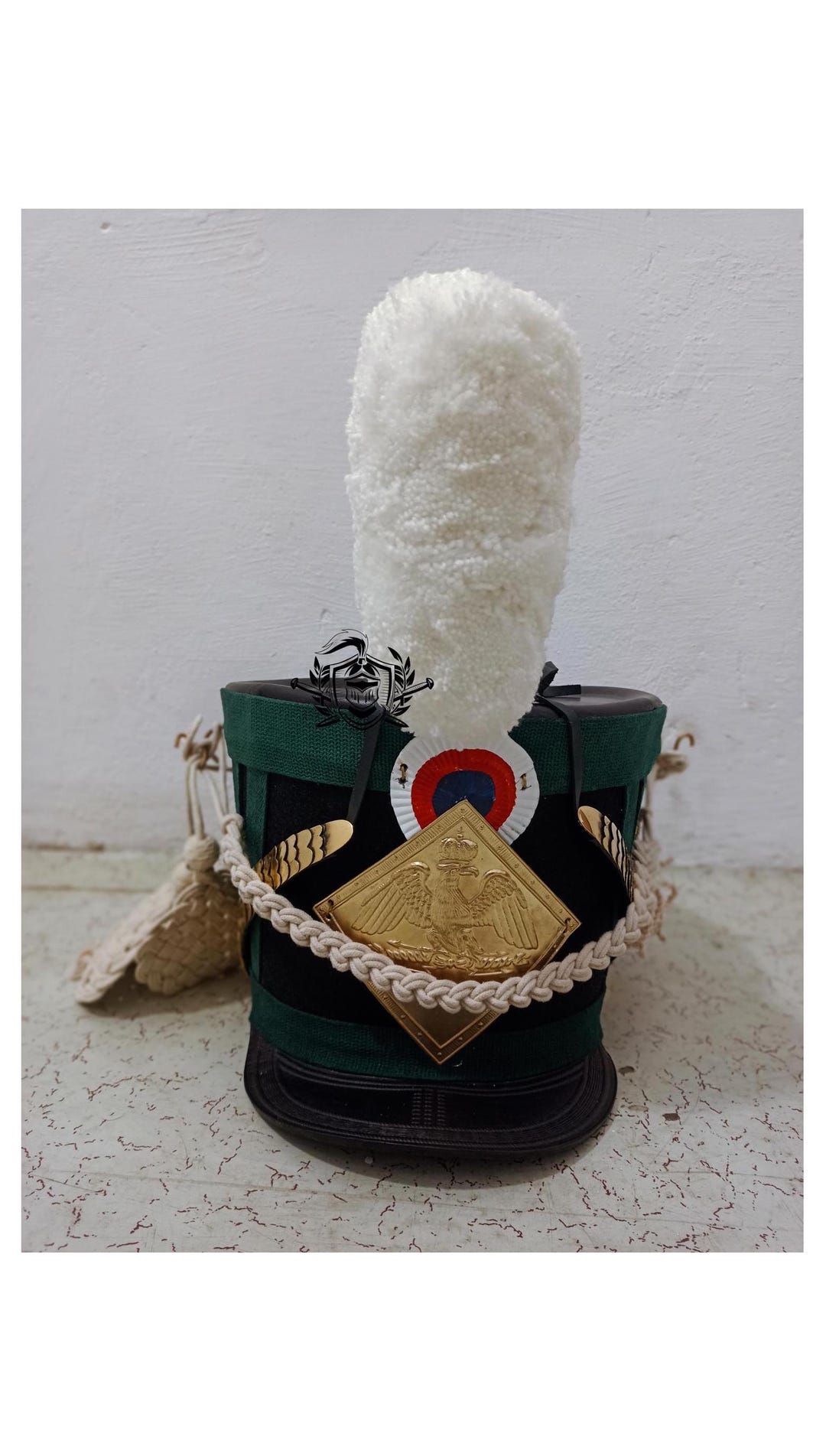 French Napoleonic Shako Helmet | Leather Shako Helmet With White Cord ...