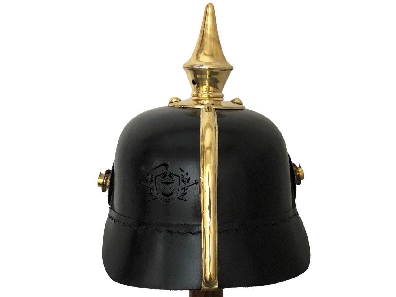 German Pickelhaube Leather Prussian Bavarian Helmet LARP, Cosplay ...