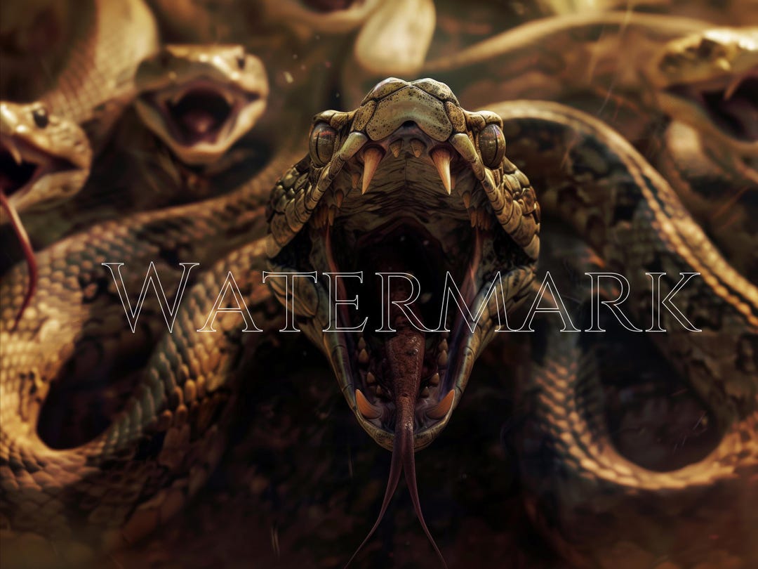 Snake Poster Serpent Wall Art Viper Fangs Forked Tongue Hiss Hissing ...