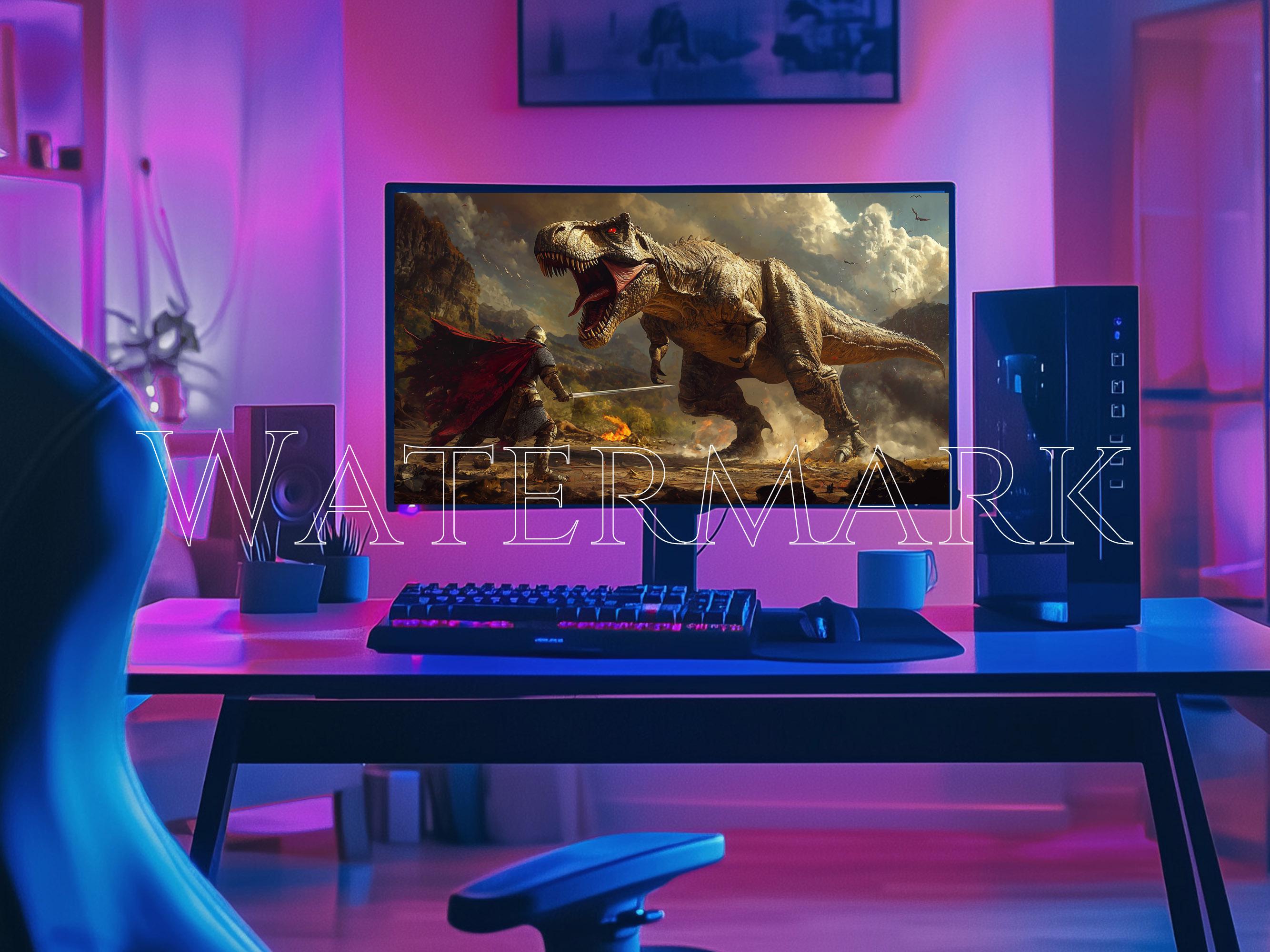 Knight Battling a Tyrannosaurus Rex Poster Knight Vs. T-rex Wall Art ...
