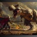 Knight Battling a Tyrannosaurus Rex Poster Knight Vs. T-rex Wall Art ...