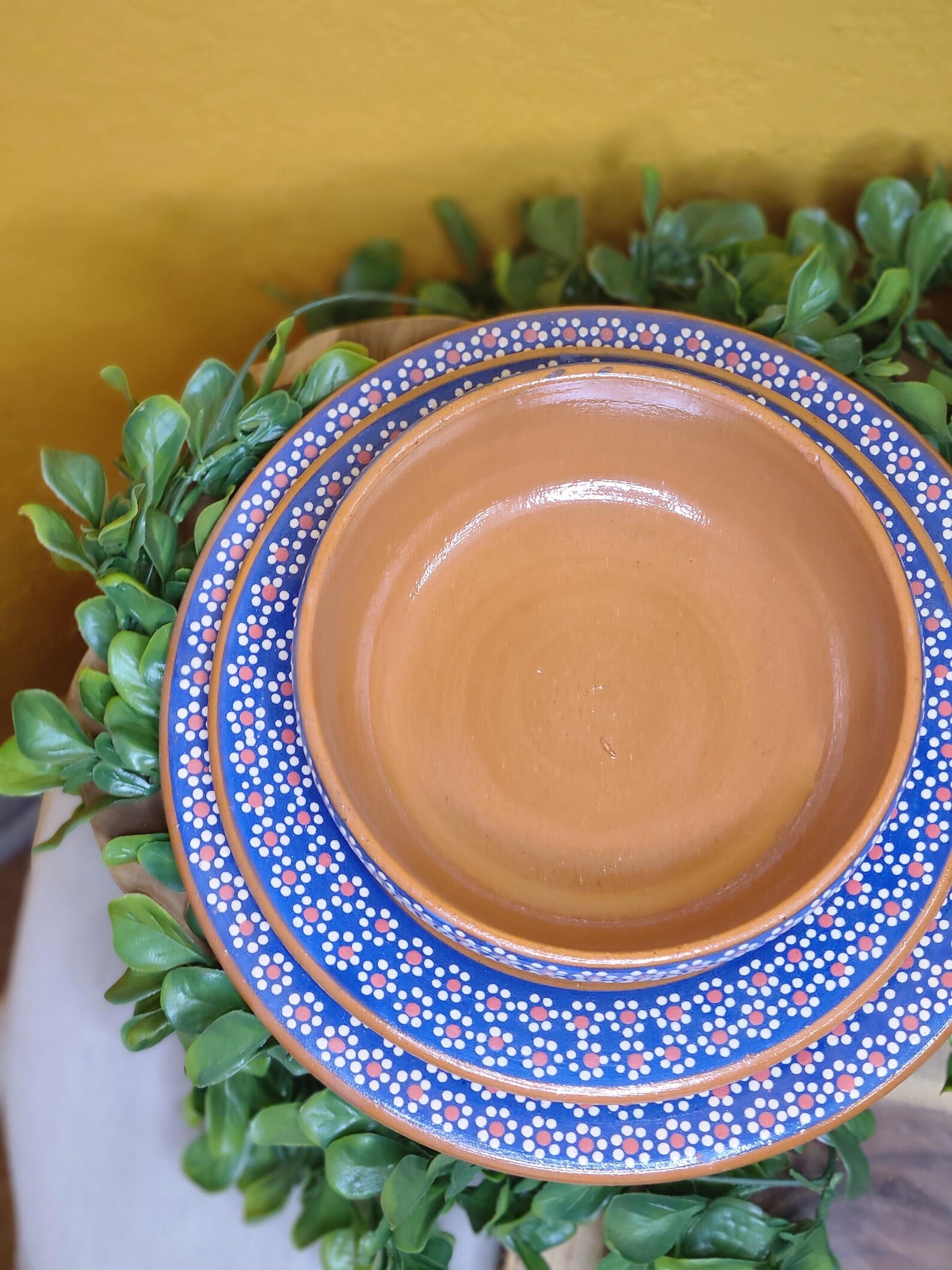 Mexican Barro Capuliniado Plate Set/ Michoacan Capula Design/ Barro ...