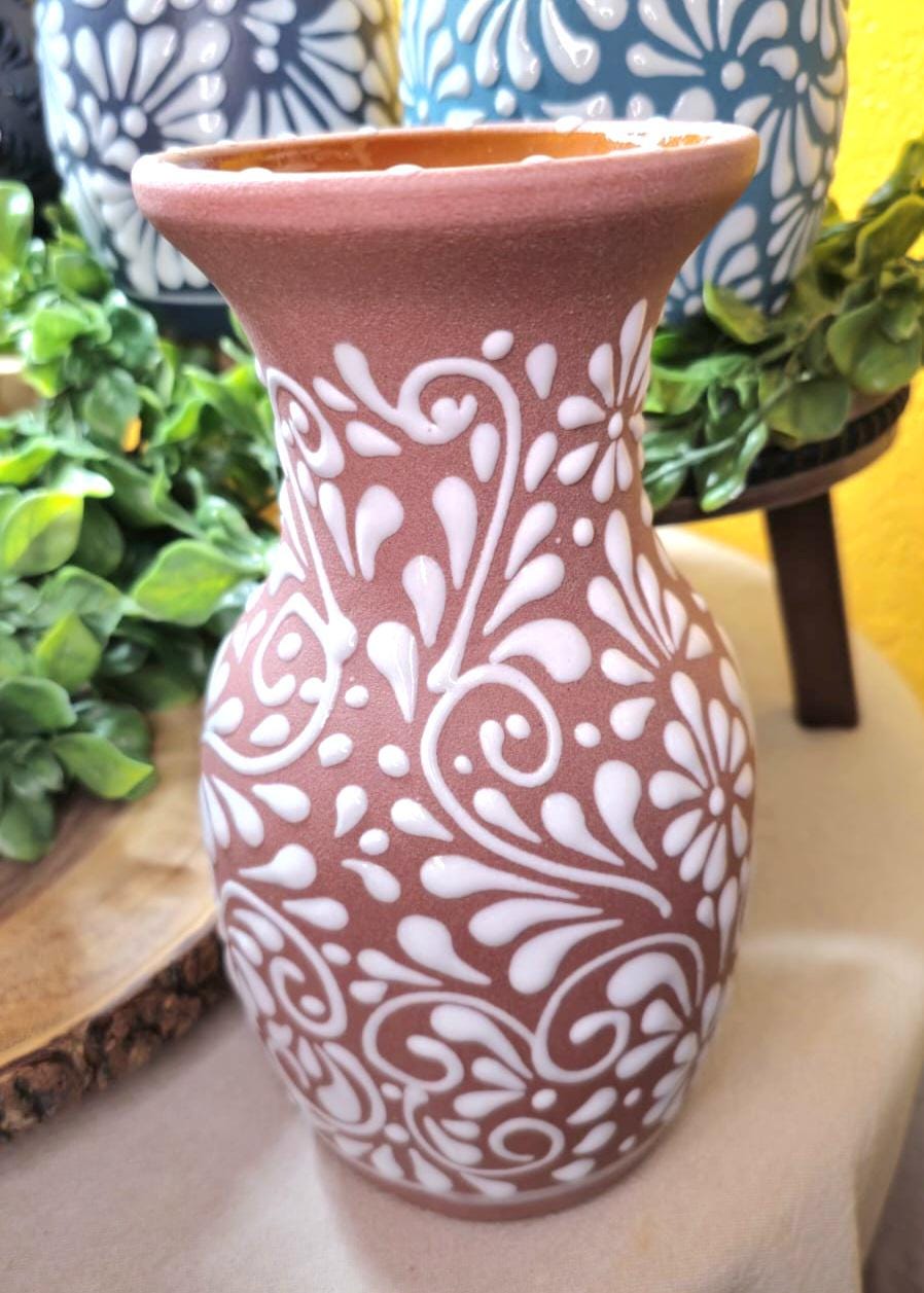 Talavera Design Clay Flower Vase/ Barro Mexicano Diseño Talavera ...