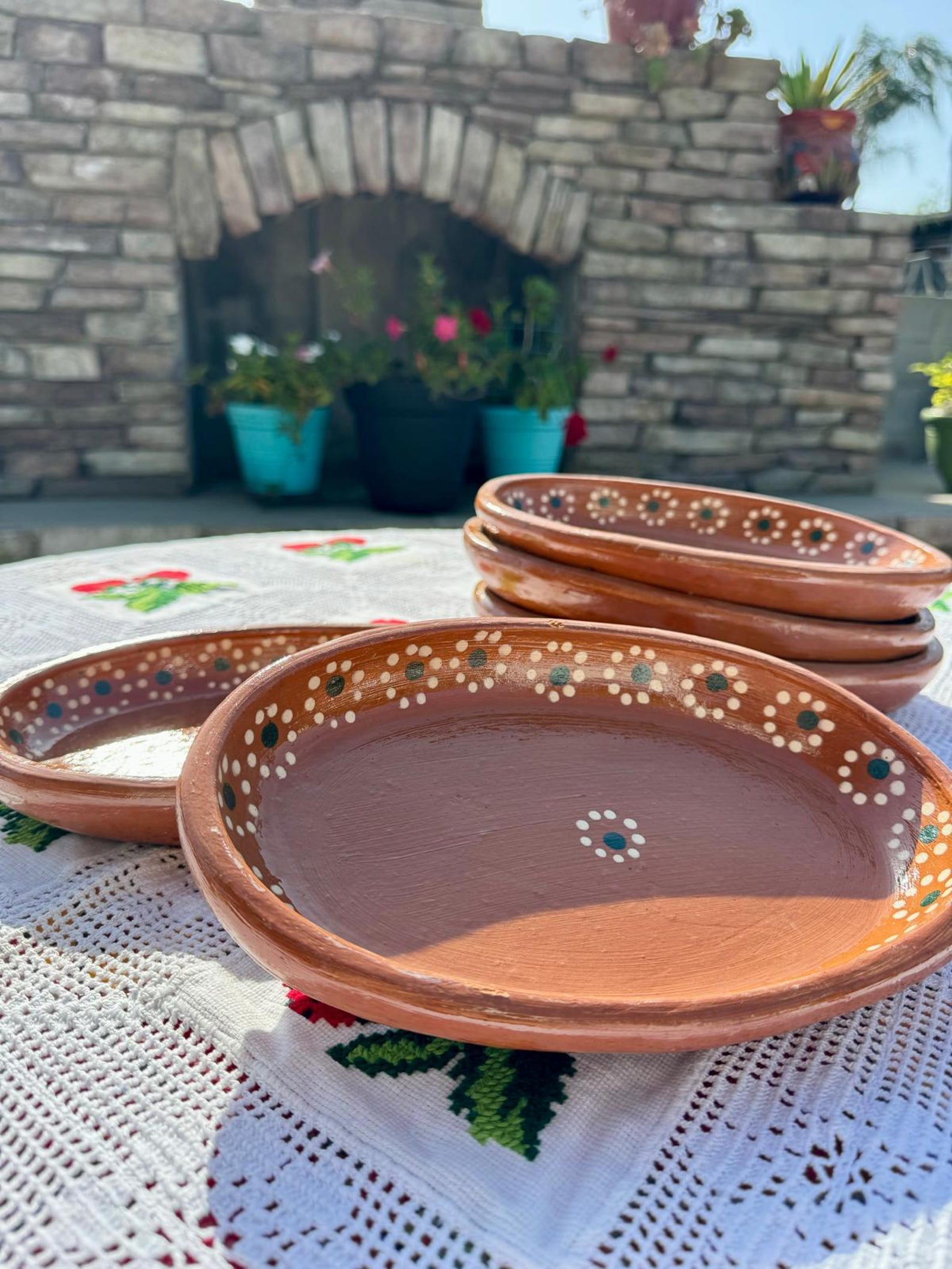 Mexican Barro SET Huarache Plate / Handmade Clay Plates Set of 2 ...