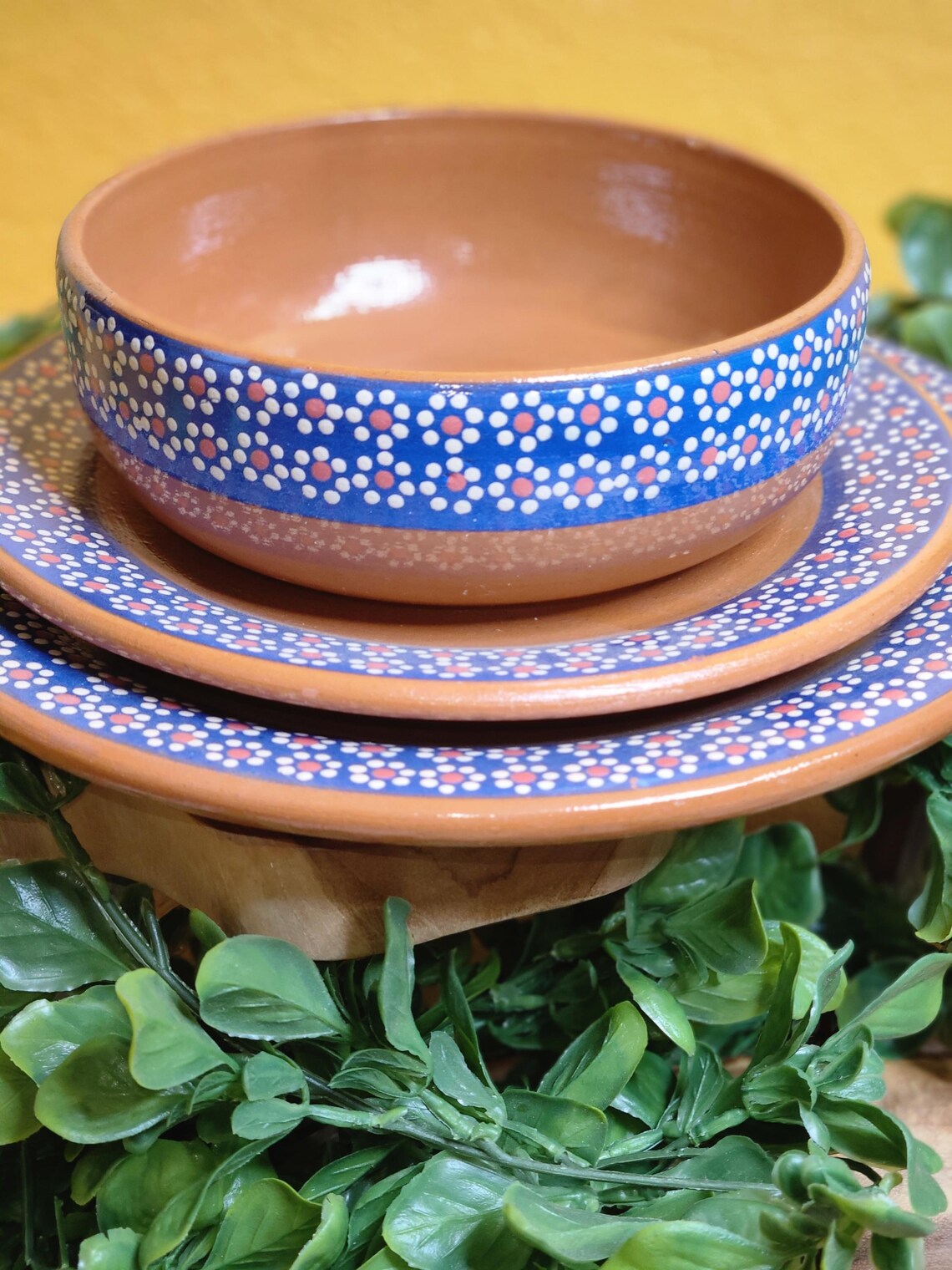 Mexican Barro Capuliniado Plate Set/ Michoacan Capula Design/ Barro ...