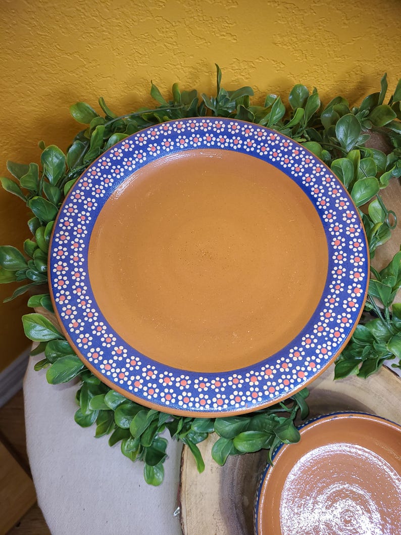 Handmade Mexican Barro Plate 3 Piece Set: Capuliniado Design Juego De 3 ...