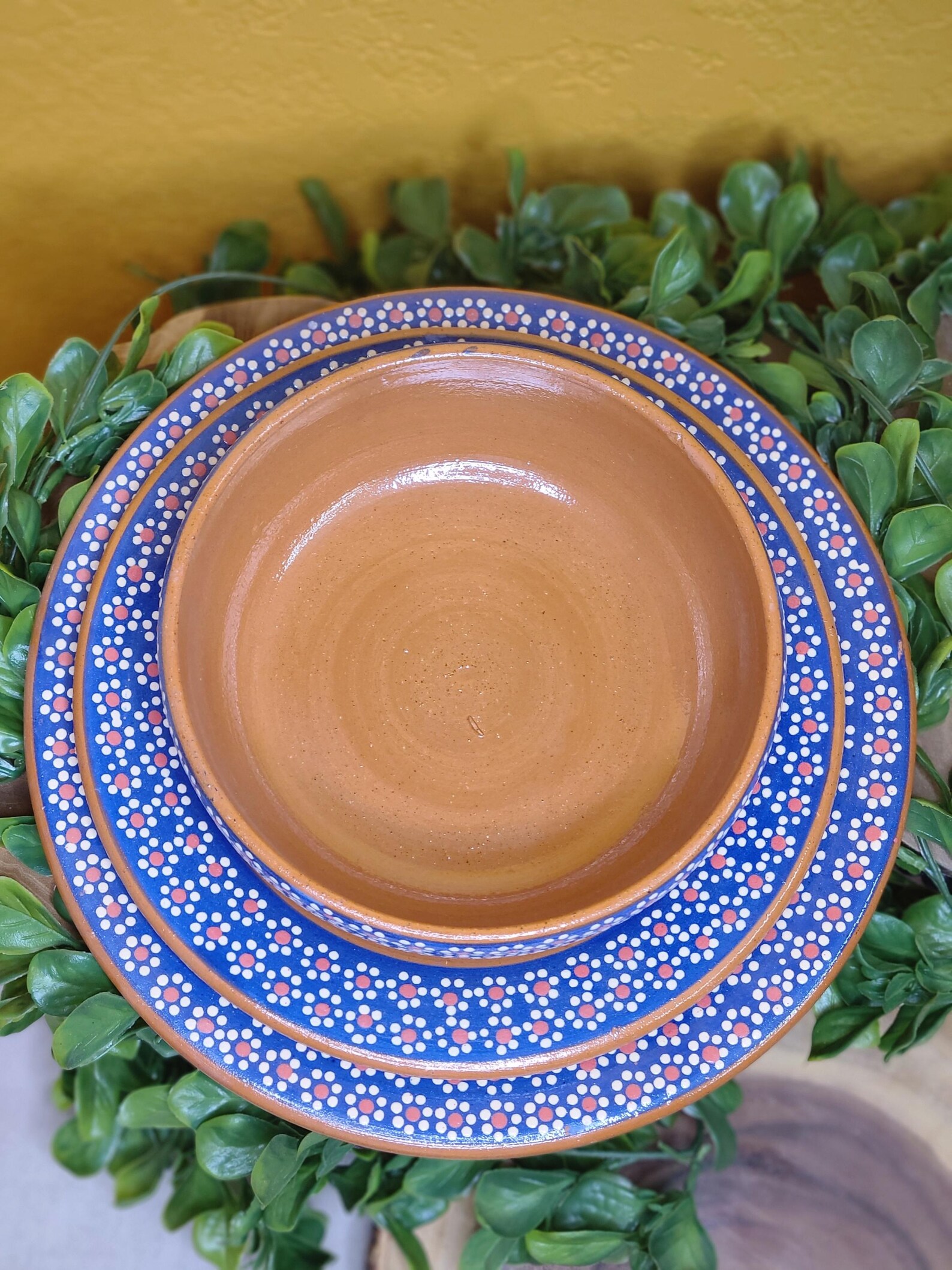 Mexican Barro Capuliniado Plate Set/ Michoacan Capula Design/ Barro ...