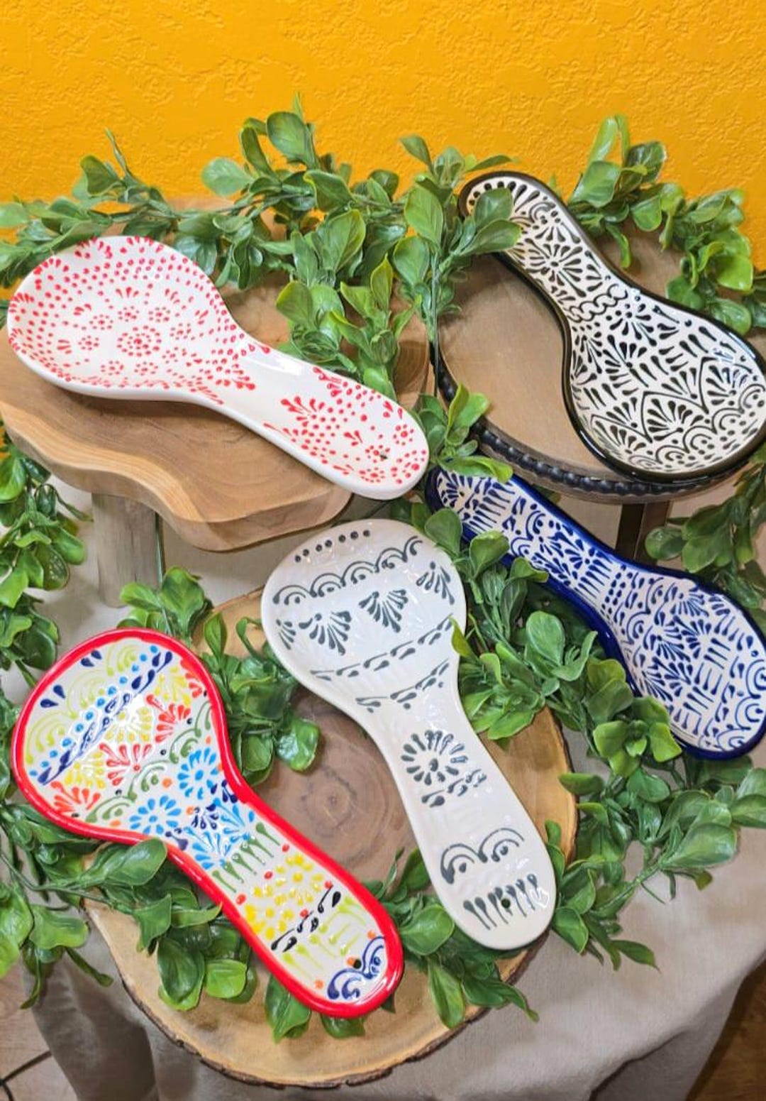 Beautiful Talavera Spoon Holder/ Mexican Talavera Spoon Rest/ Gift ...