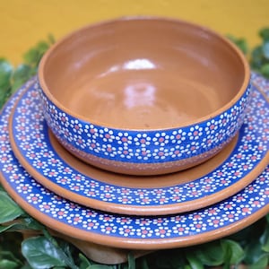 Mexican Barro Capuliniado Plate Set/ Michoacan Capula Design/ Barro ...