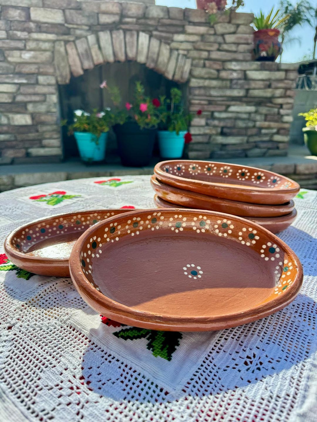Mexican Barro Huarache Plate / Handmade Clay Set of 12 - Etsy