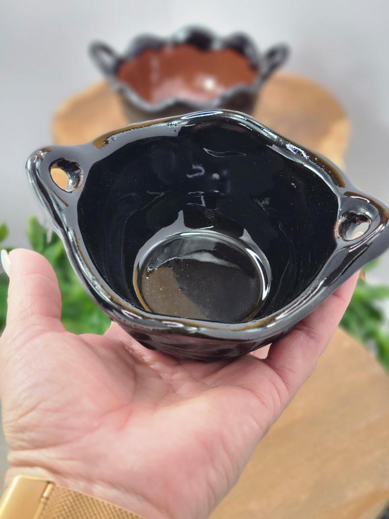 Black on Black - Handmade Mexican Barro Salsa Bowl: Engobe Design - Etsy