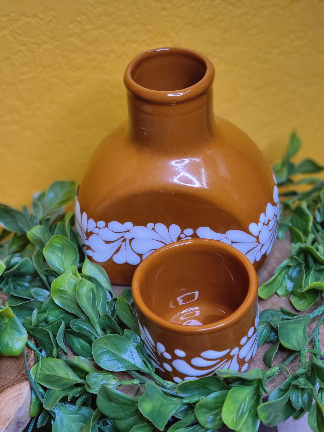 Handmade Mexican Barro Water Carafe: Bedside Jug & Cup Set - Etsy