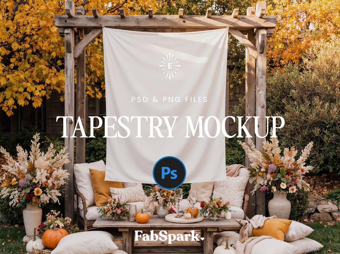 Vertical Tapestry Mockup, POD Banner Mockup, Smart Object Banner Mockup ...