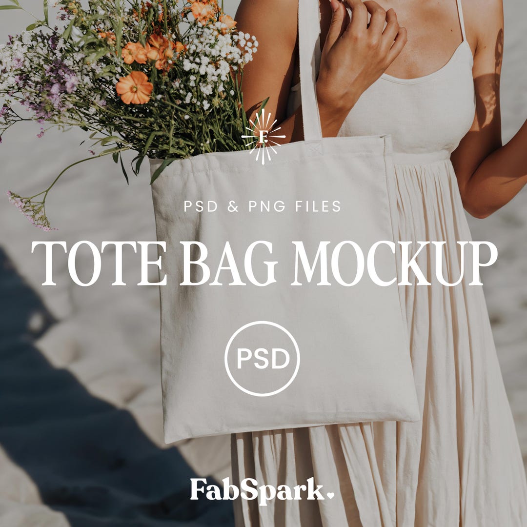 Canvas Tote Bag Mockup, Photoshop Tote Bag Mockup, PS Smart Object Tote ...