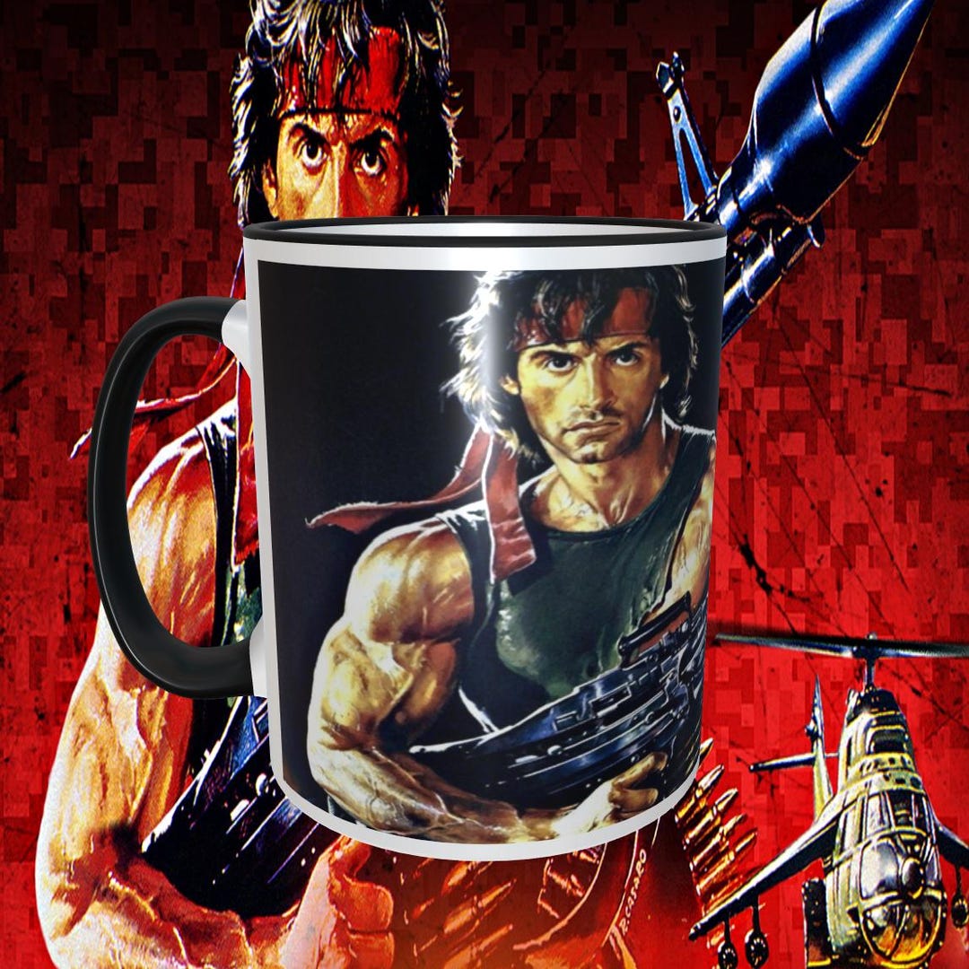 Rambo 11oz Dishwasher Safe Coffee Mug, Black Inside, Black Handle - Etsy