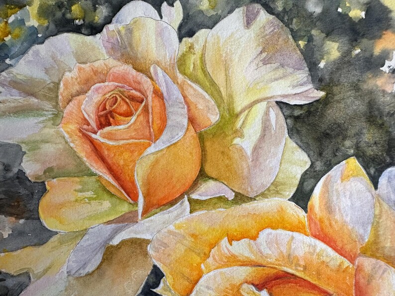 Rose Flower Original Art Yellow Floral Wall Decor Nature Print ...