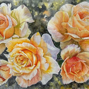 Rose Flower Original Art Yellow Floral Wall Decor Nature Print ...