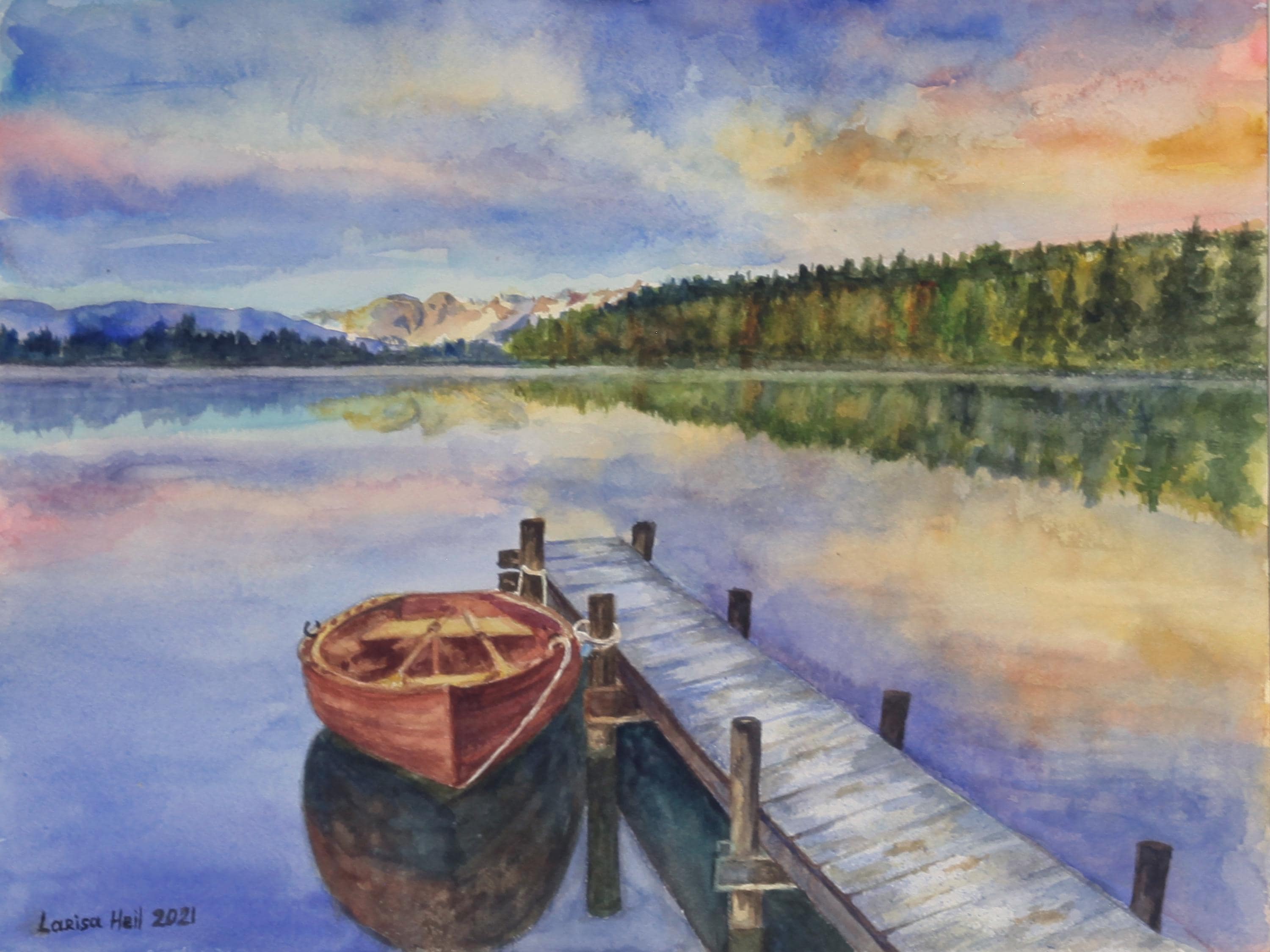 Boat on a Lake Artwork | Nautical Wall Decor | Lake House Decor ...