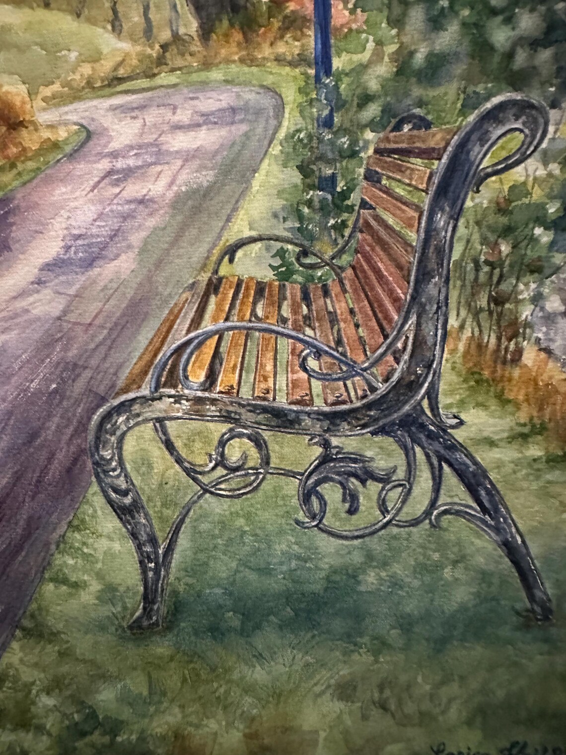 Bench in the Park Watercolor Painting| Handmade Original Art| Park ...