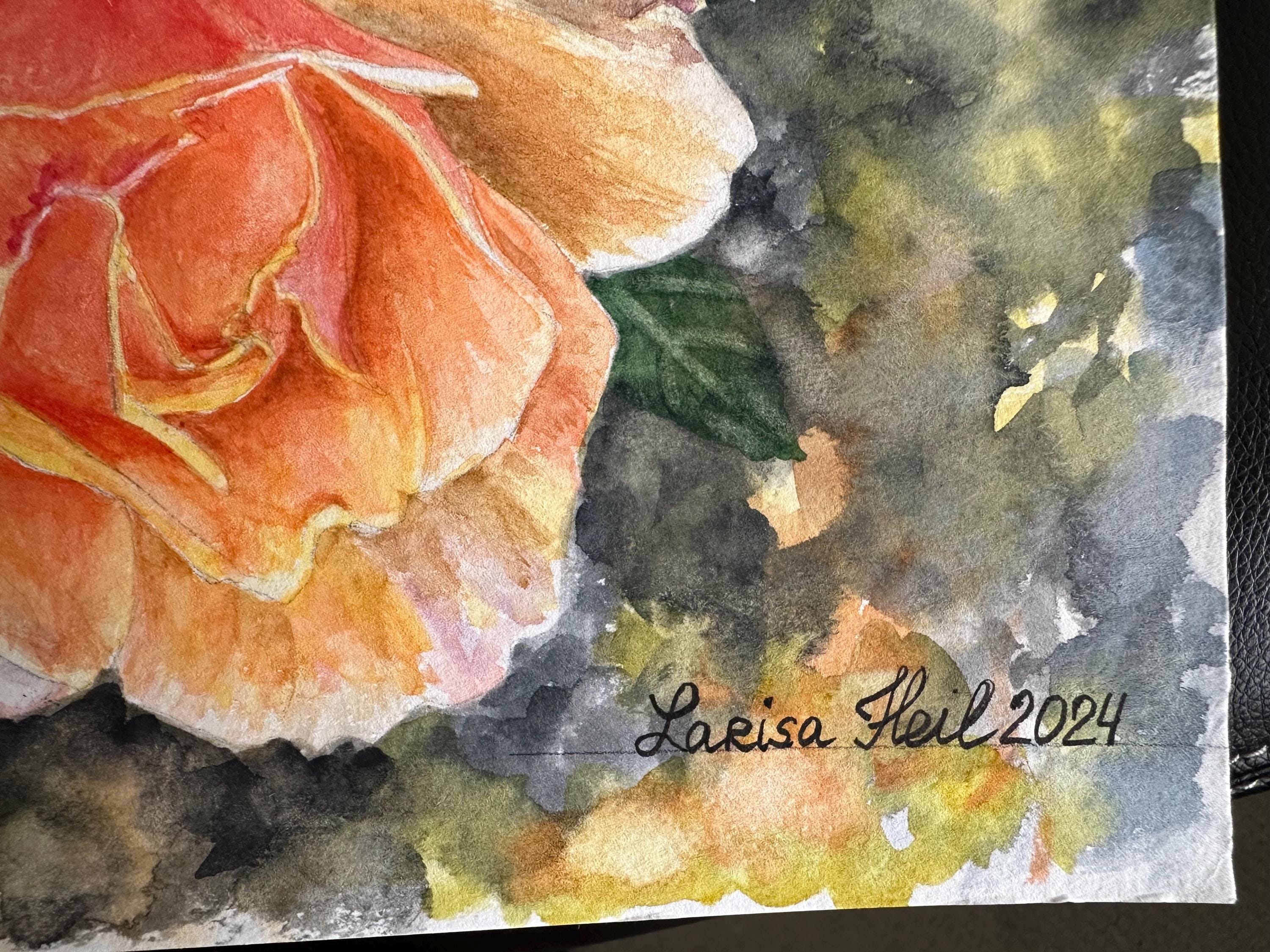 Rose Flower Original Art| Yellow Floral Wall Decor| Nature Print ...