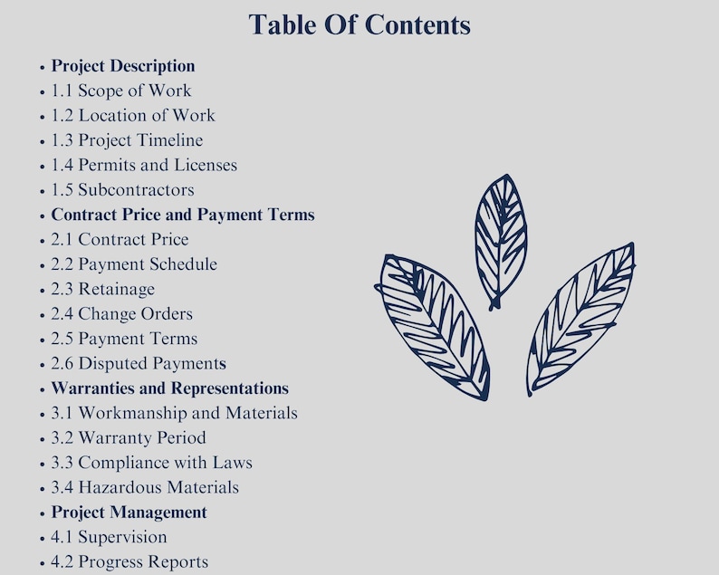 Customizable Construction Contract Template | Comprehensive 9-section ...