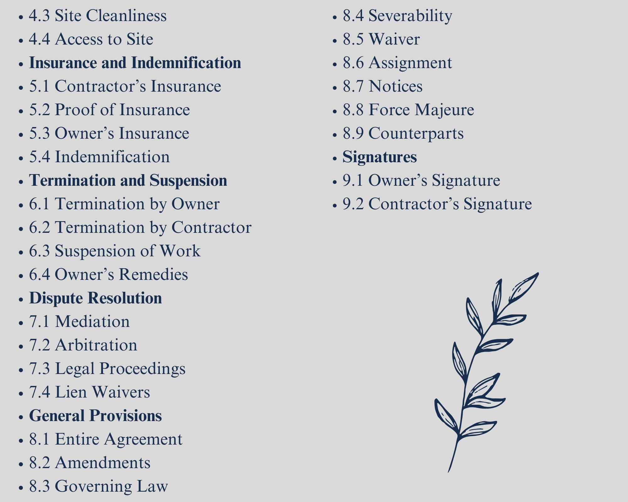 Customizable Construction Contract Template | Comprehensive 9-section ...