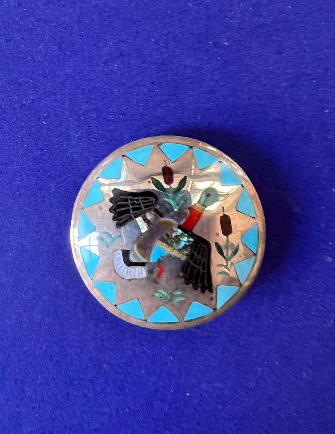 Zuni Inlay Duck Pin Pendant Combination by Sammy and Esther Guardian - Etsy