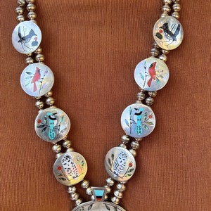 Remarkable Vintage Zuni Bird Necklace and Earrings Set, D Edaakie, Zuni ...