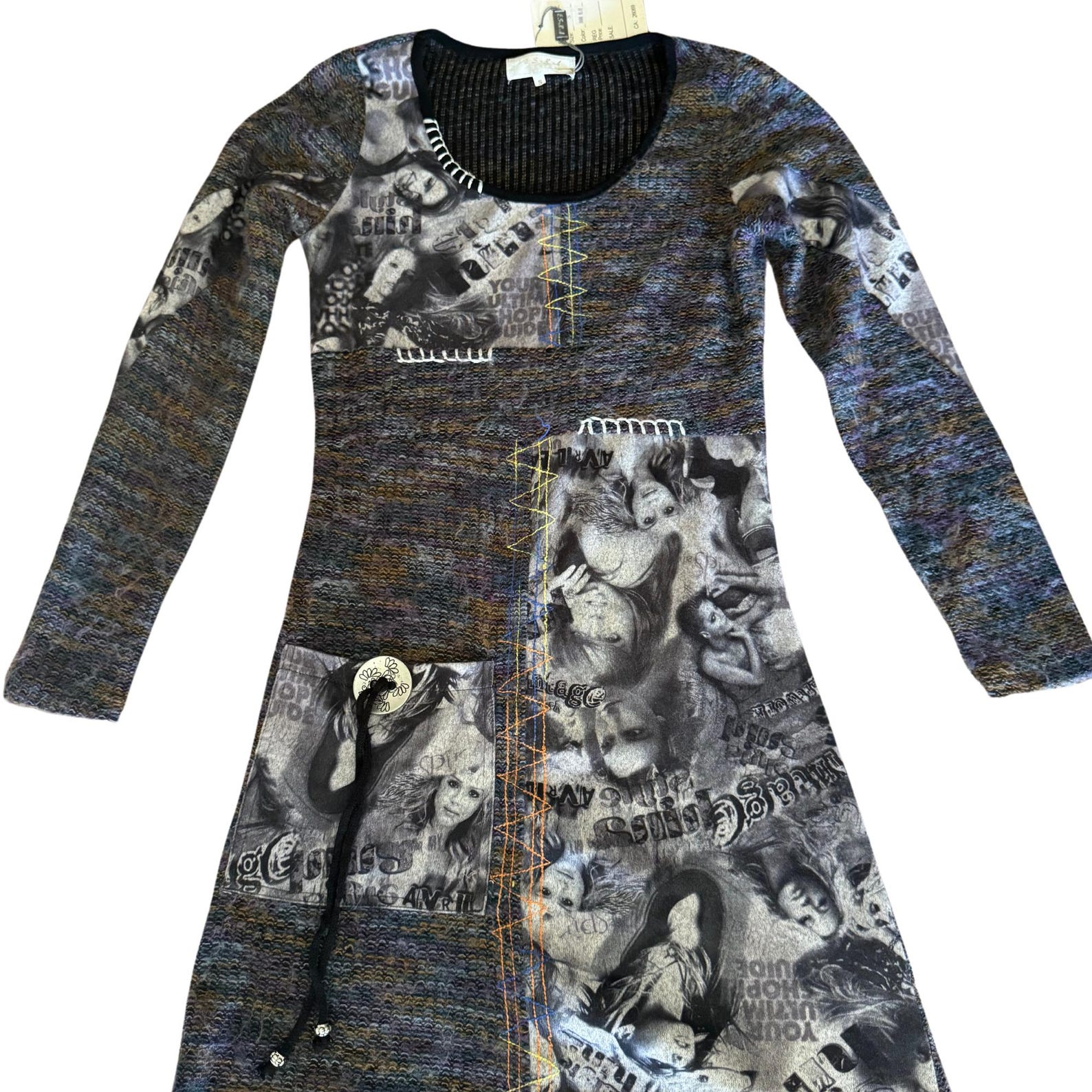 Rare 90s Vintage Wool Knit Patchwork 'jessica Alba' Print Dress - Etsy