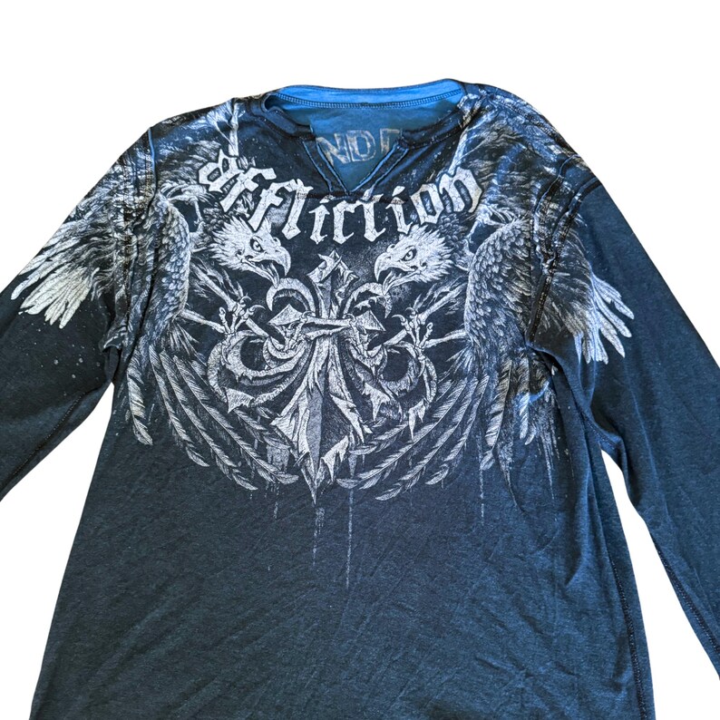 Affliction Cross Wing Reversible Grunge Cyber Y2K Long Sleeve Shirt - Etsy