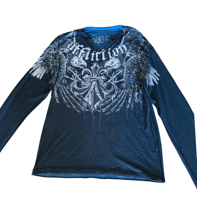 Affliction Cross Wing Reversible Grunge Cyber Y2K Long Sleeve Shirt - Etsy