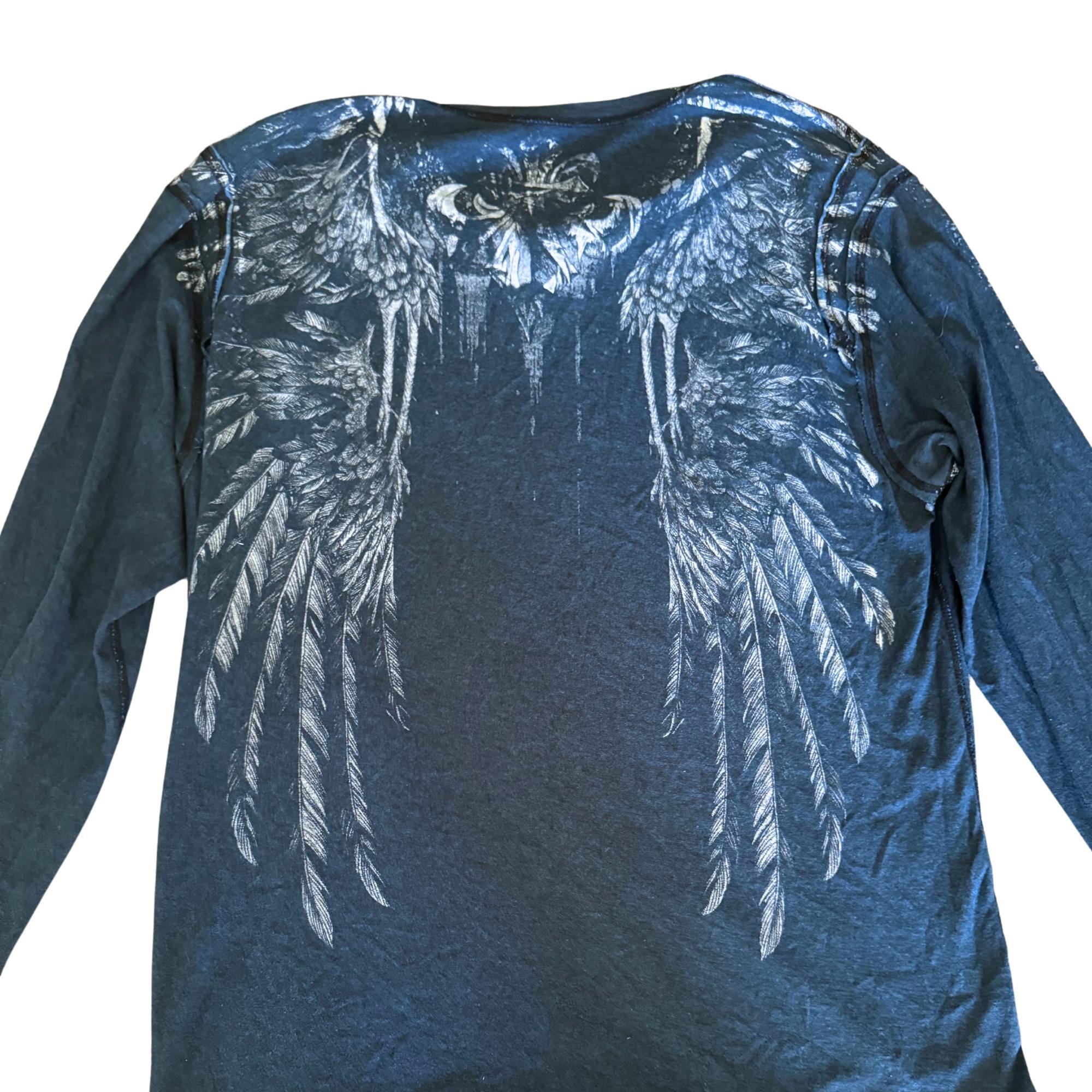 Affliction Cross Wing Reversible Grunge Cyber Y2K Long Sleeve Shirt - Etsy