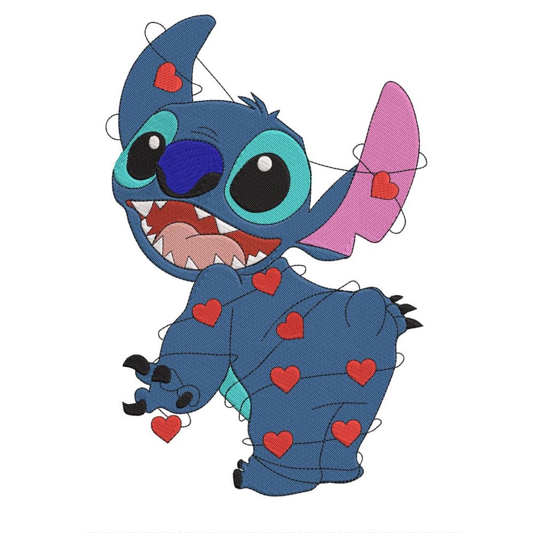Stitch With Heart Embroidery Design, Stitch Lilo Embroidery Machine ...