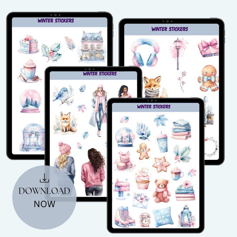 Winter Wonderland Digital Planner Stickers Digital Sticker Book ...