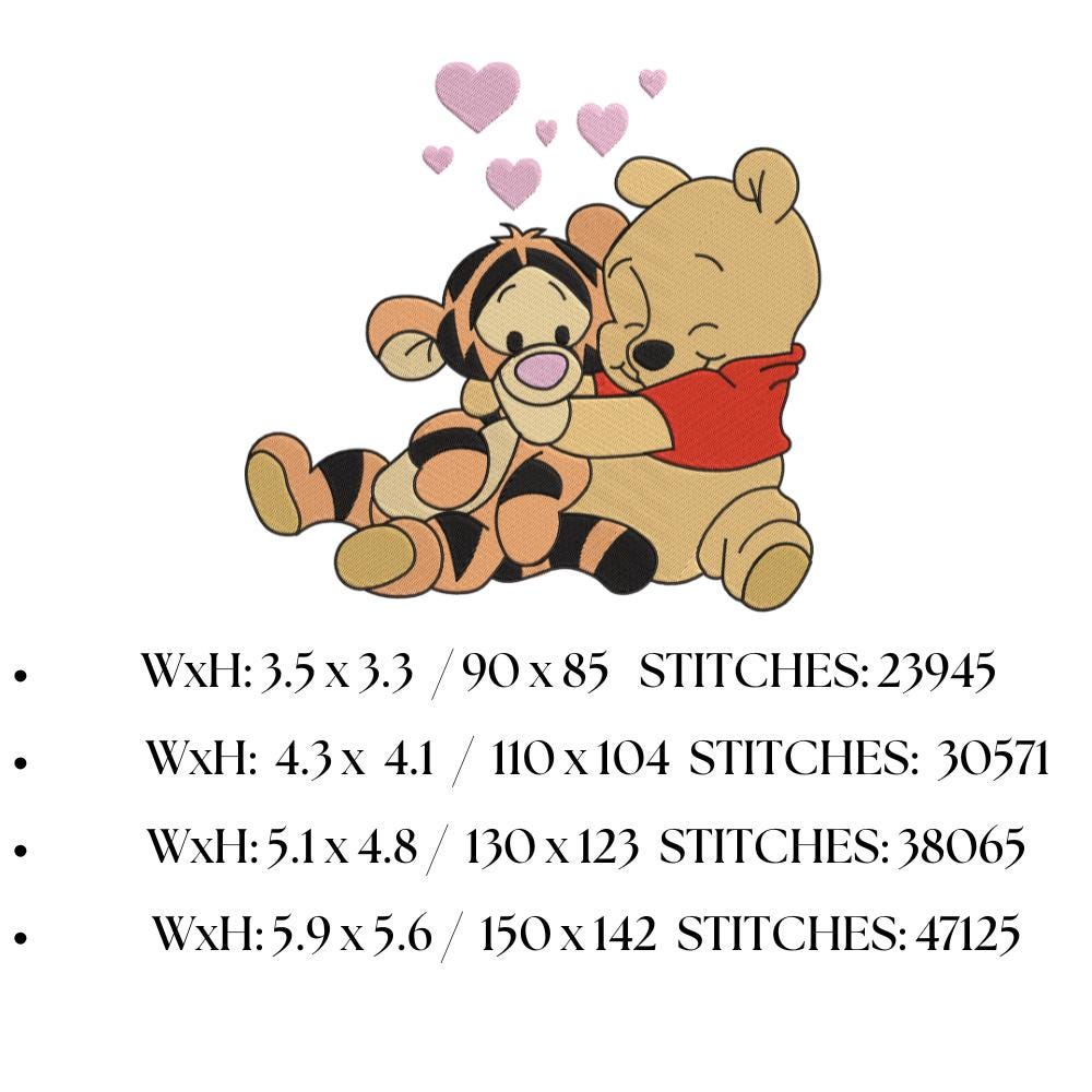 Baby Pooh and Tigger Machine Embroidery Design - Etsy