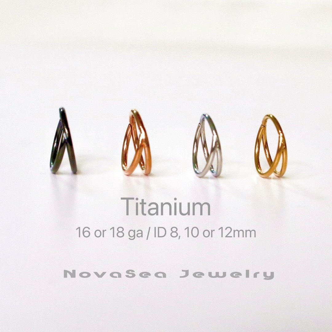 18G/16G Titanium Double Hoop Nose Ring - Nose Hoop - Septum Ring - Hoop ...
