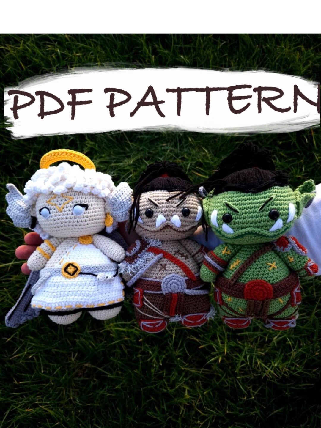 Crochet PDF Pattern Amigurumi Angel Orcs Set Cute Green Brown Orc ...