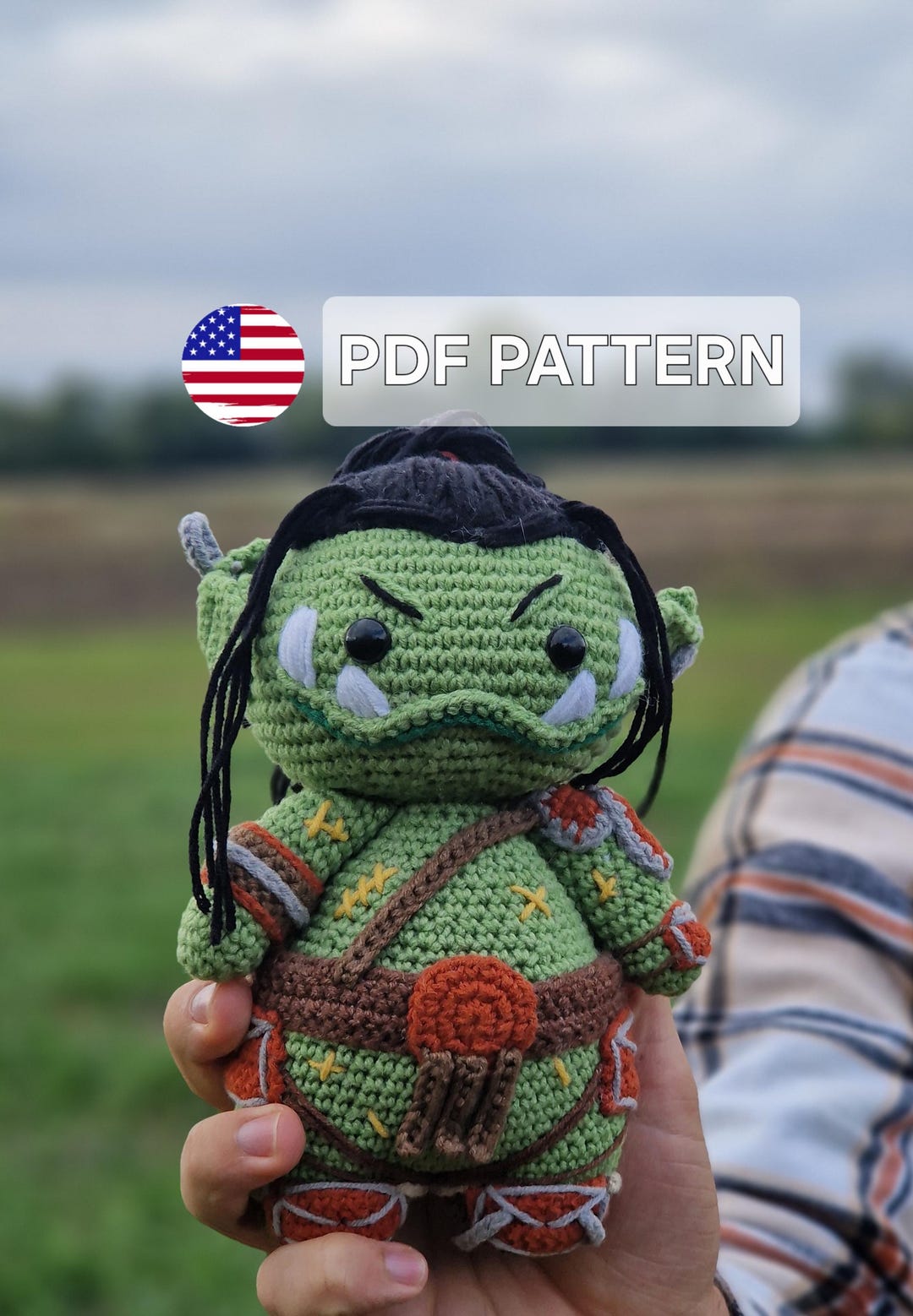 Crochet Orc Amigurumi Pattern PDF, Cute Warrior Plush Toy, DIY Fantasy ...