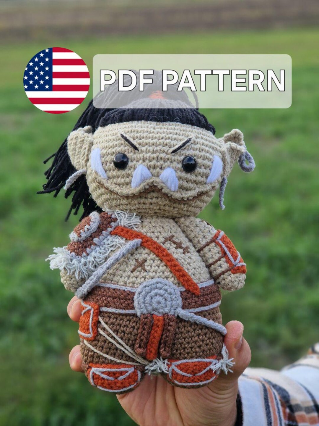 Amigurumi Orc Crochet Pattern – Fantasy Plush Doll Tutorial, DIY Geek ...