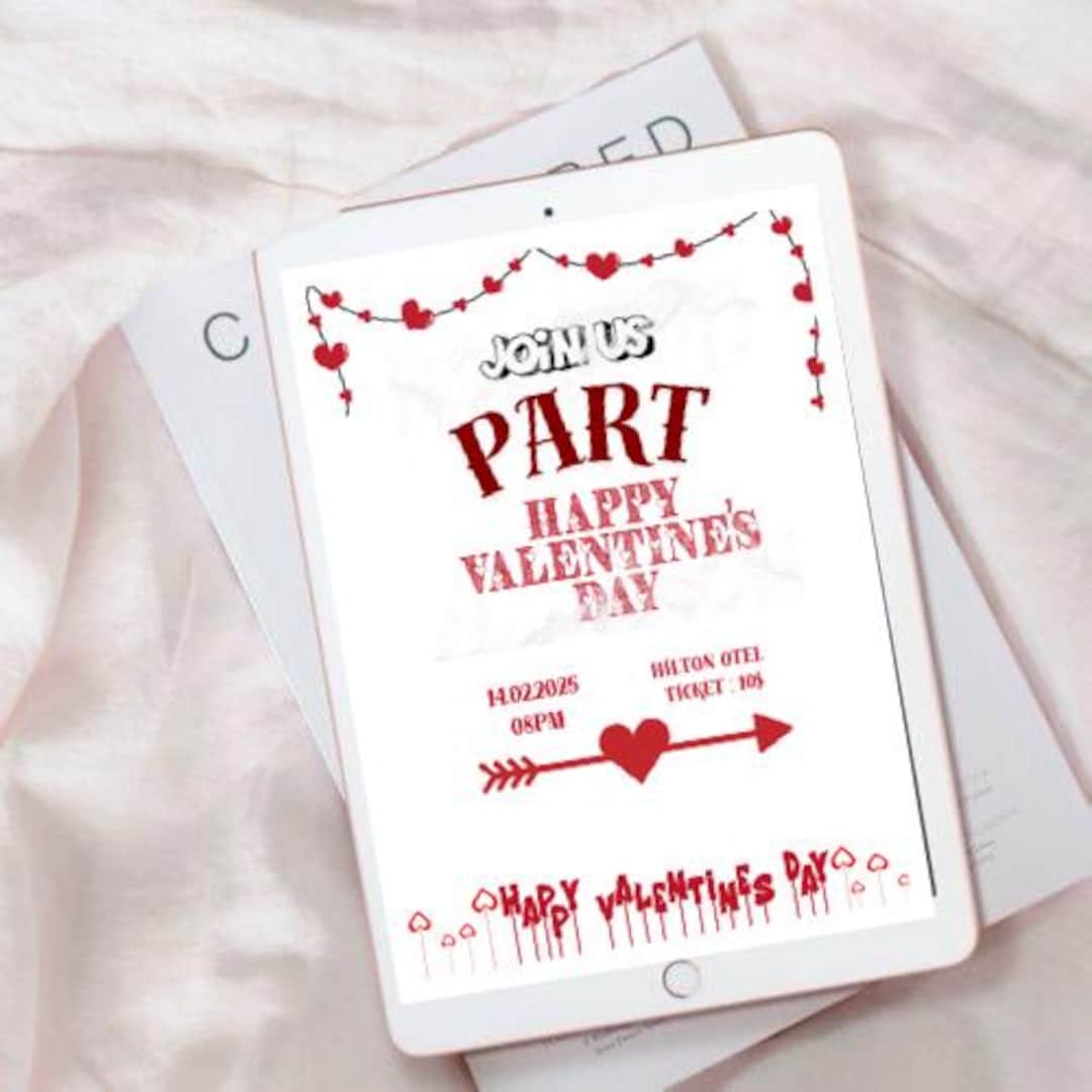Valentine's Day Party Invitation: Editable Love Theme (printable JPG ...