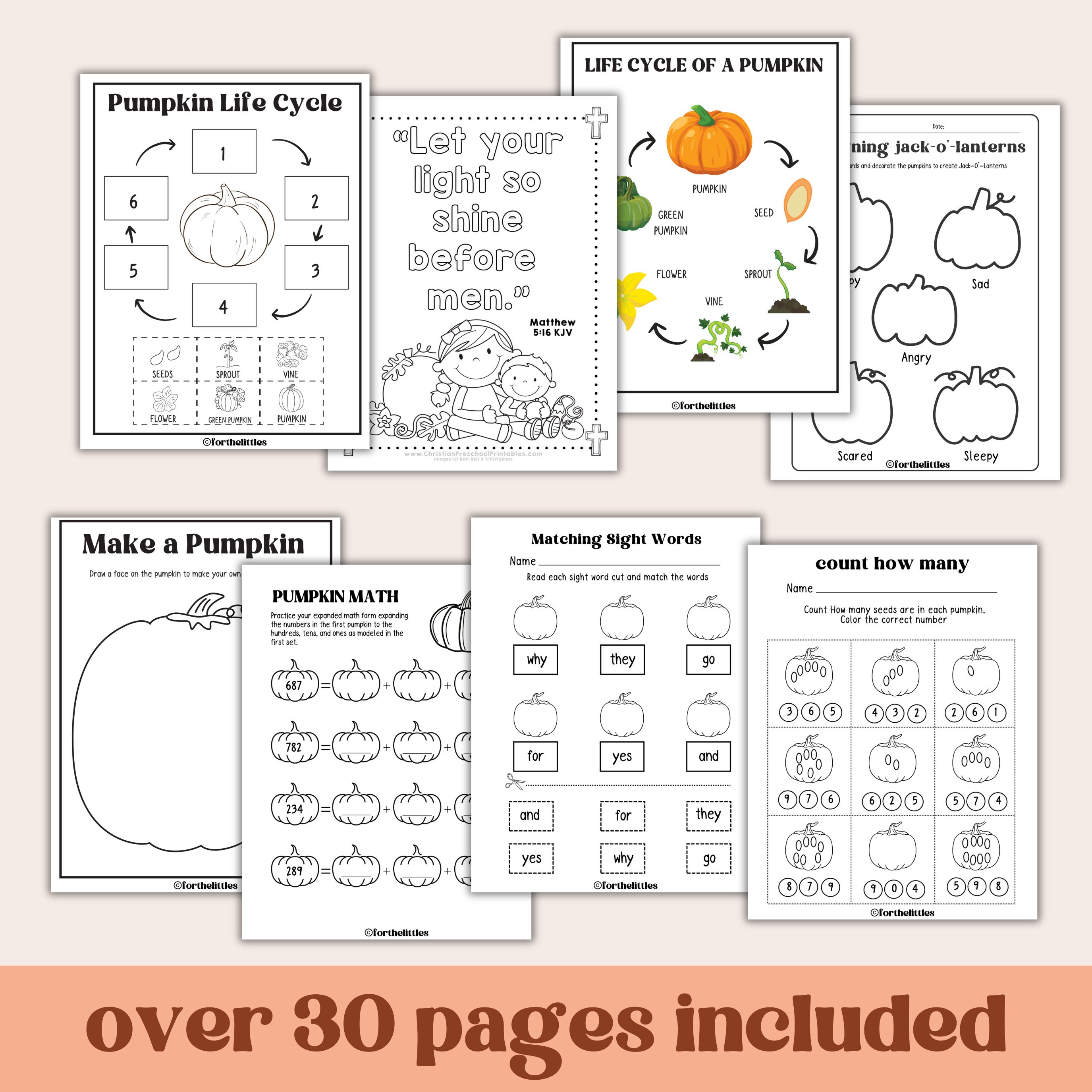 Pumpkin Unit Study Homeschool | Fall Printables | Preschool Nature ...