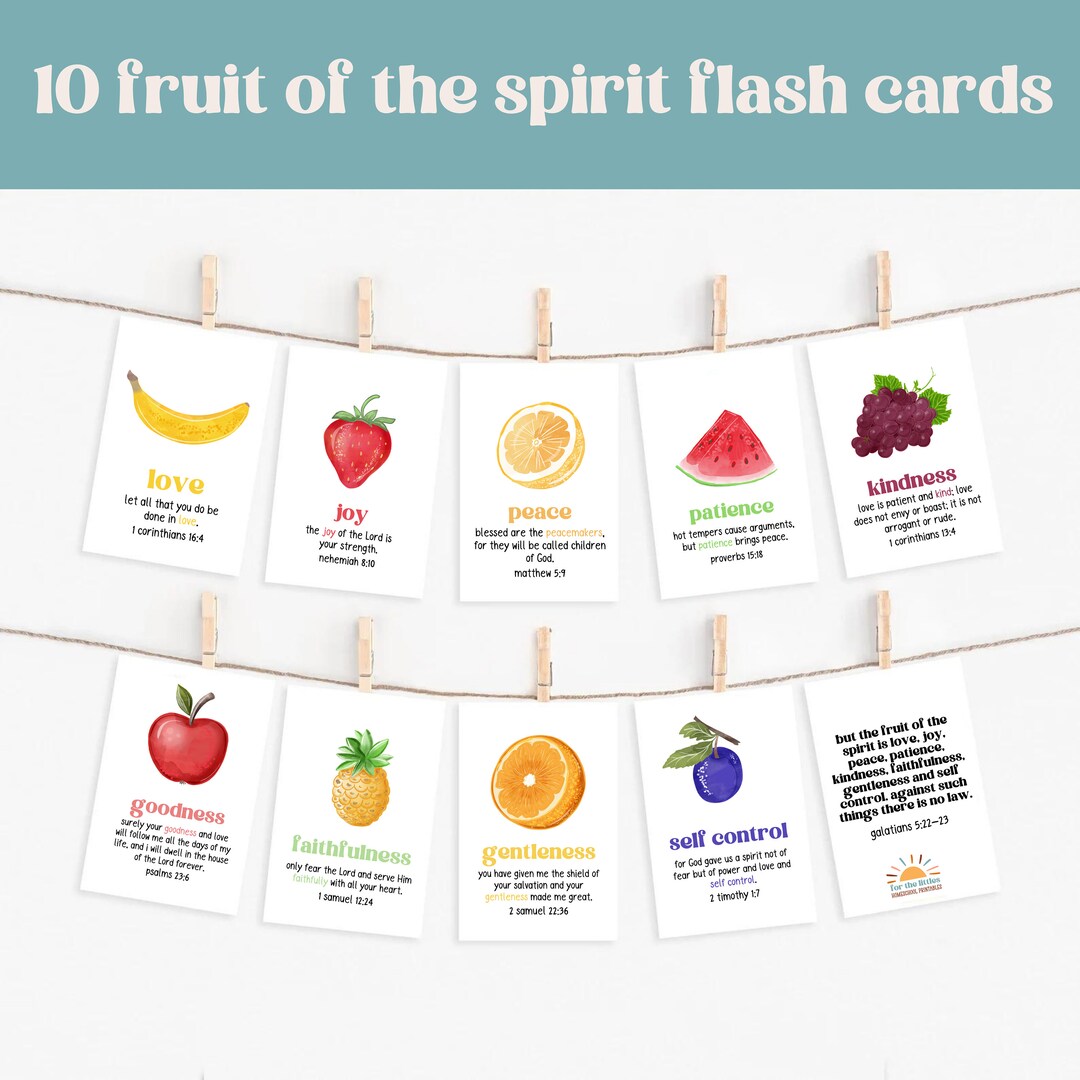 Fruit of the Spirit Flash Cards | Digital Printable | Teaching Fruits ...
